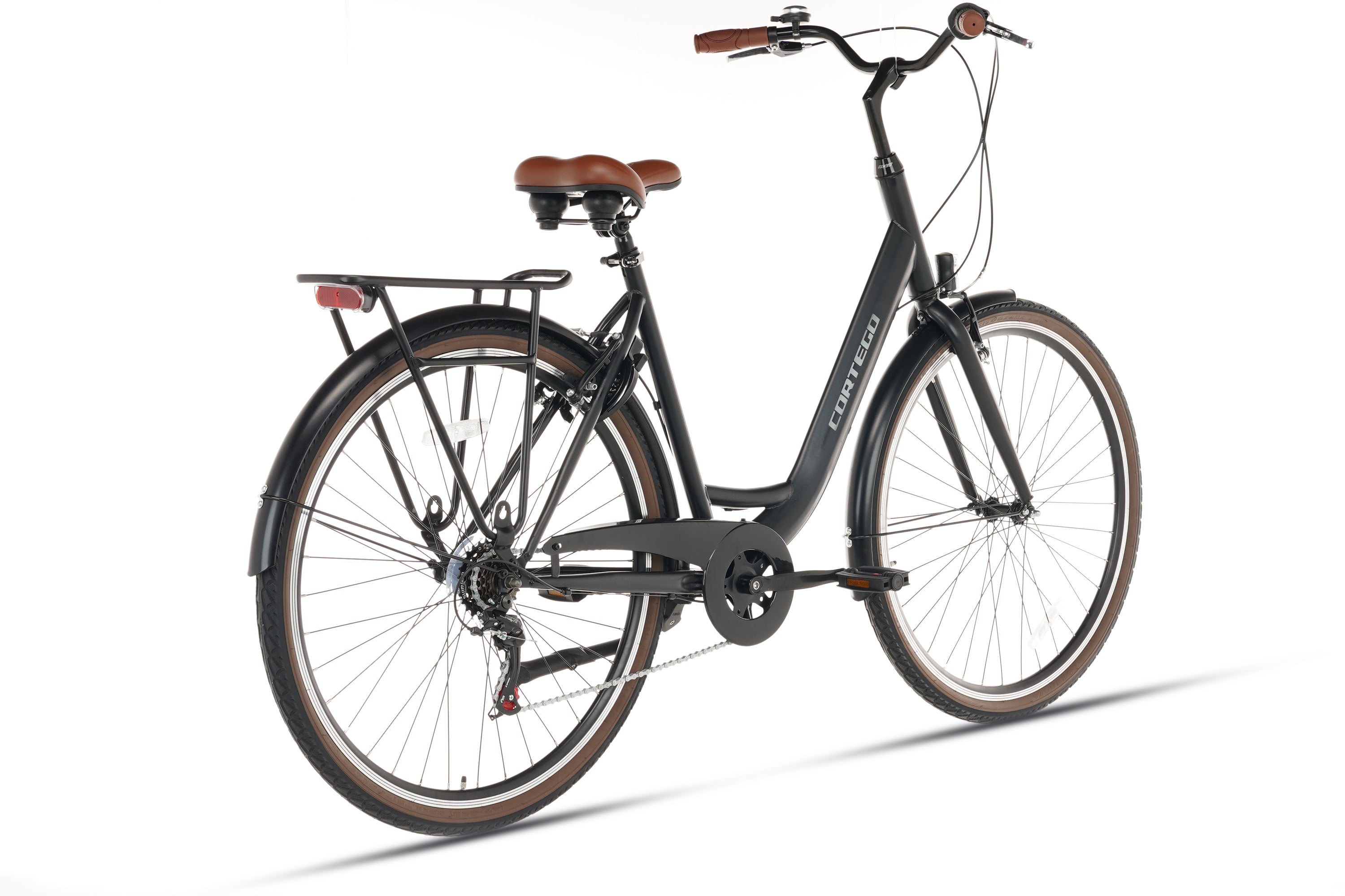 Cortego City Damesfiets - 7 versnellingen - Mat Zwart -Twee handremmen ...