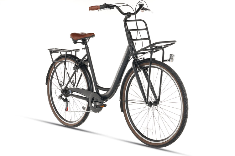 Cortego City Damesfiets - 7 versnellingen - Mat Zwart -Twee handremmen ...