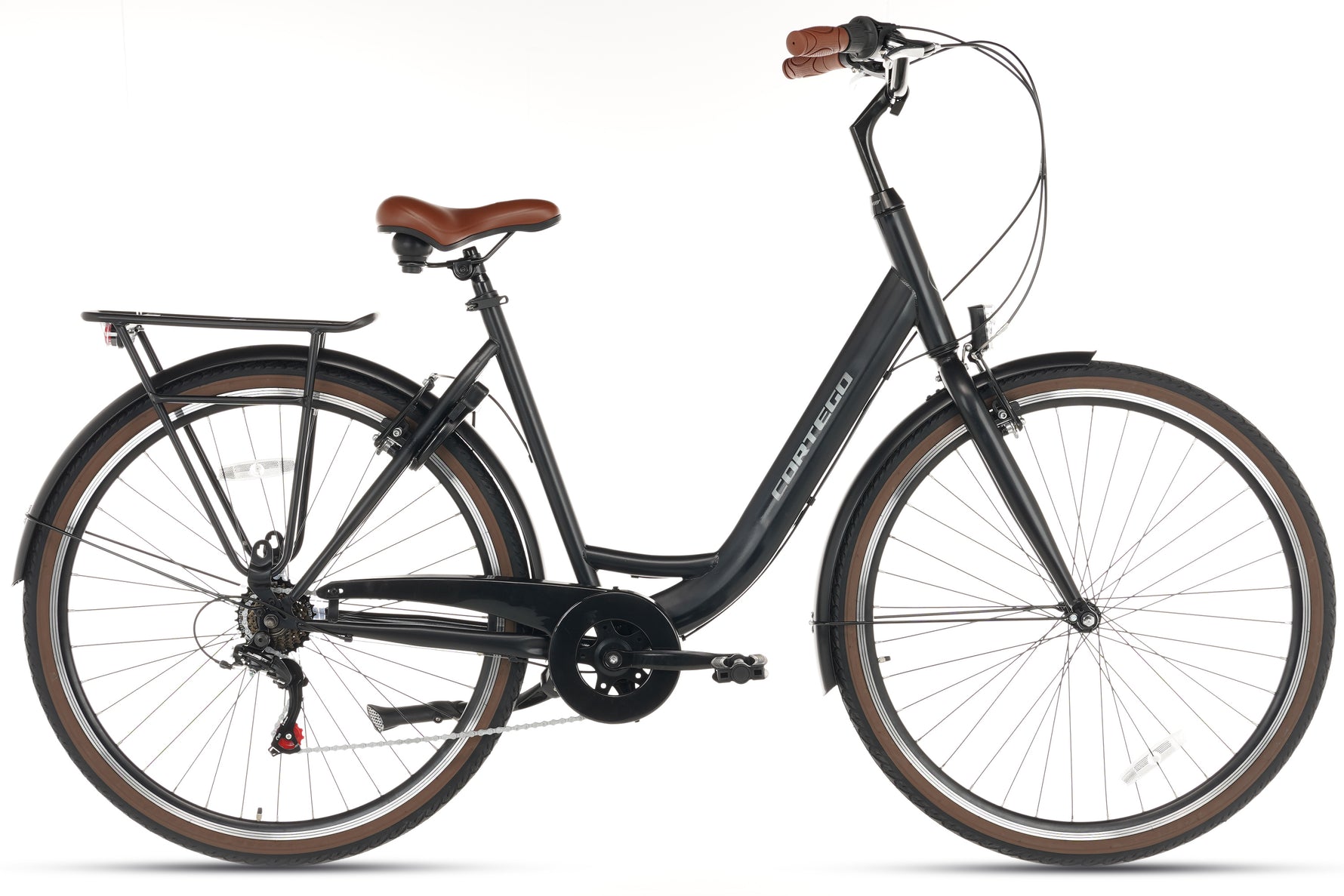 Cortego City Damesfiets - 7 versnellingen - Mat Zwart -Twee handremmen ...