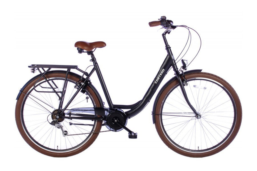 Cortego City Damesfiets - 7 versnellingen - Mat Zwart -Twee handremmen ...